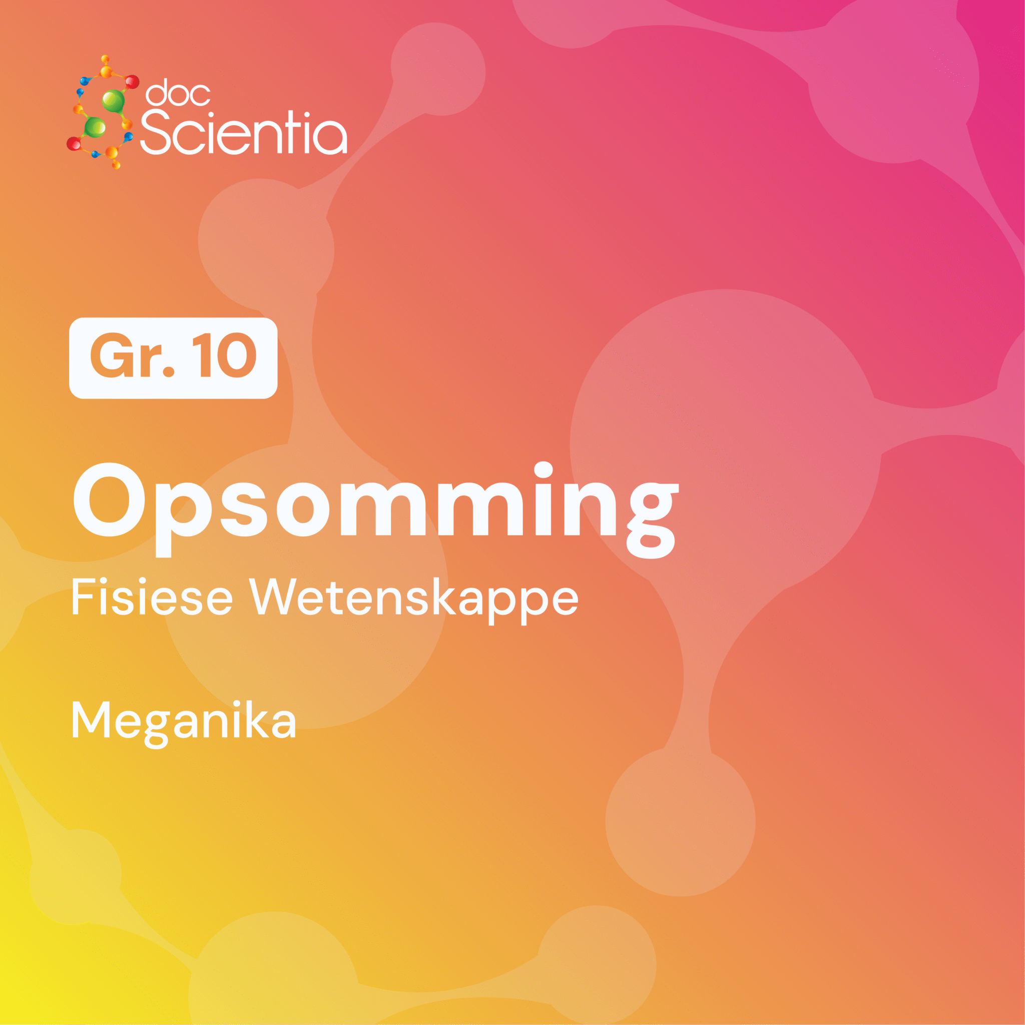 Opsommings Graad 10 Fisiese Wetenskappe: Fisika - Meganika - Doc Scientia